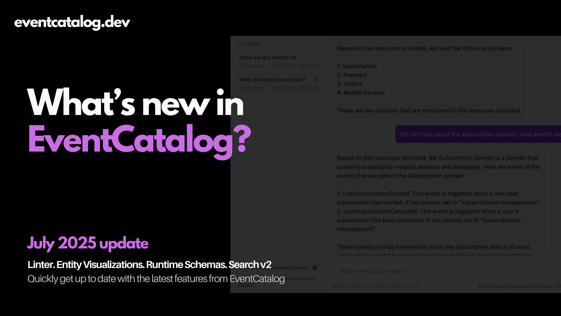 Whats new in EventCatalog - August 2025 - EventCatalog