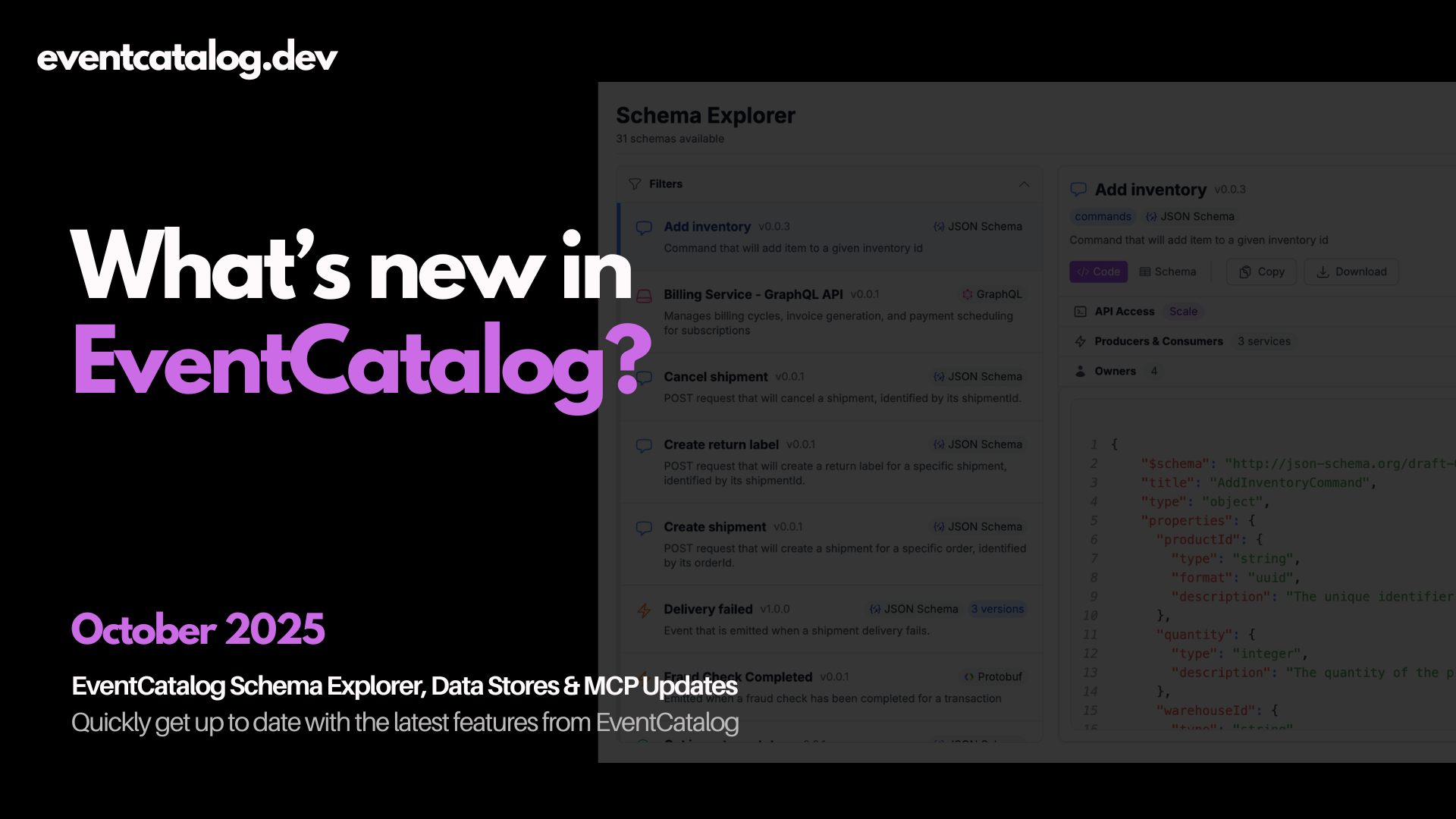 Whats new in EventCatalog - October 2025 - EventCatalog
